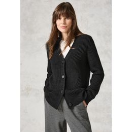 Cardigan Cecil Gr. L (42), schwarz, Damen, Stoff, 84% Polyacryl, 16% Viskose, unifarben, Strickjacken, mit Materialmix