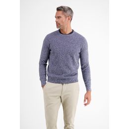 Strickpullover Lerros "Lerros Crewneck Strickpullover", Herren, Gr. L, blau (vintage blau melange), 100% Baumwolle, Pullover