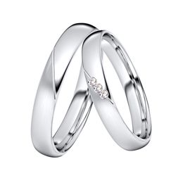 Trauring DOOSTI "Schmuck Geschenk Silber 925 Ehering Partnerring LIEBE" Fingerringe Gr. 52, mit Zirkonia, Silber 925 (Sterlingsilber), 3,5mm, silberfarben (silberfarben, kristallweiß) wahlweise mit oder ohne Zirkonia