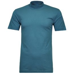 Stehkragenshirt Ragman, Herren, Gr. 58, blau (türkis, 767), Baumwolle, klassisch, regular fit, hoch geschlossener Ausschnitt, Kurzarm, Shirts