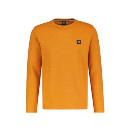 Langarmshirt Lerros "Lerros Herren Langarmshirt in Strukturqualität", Herren, Gr. XXL, orange (pumpkin orange), 70% Baumwolle, 25% Polyester, 5% Elasthan, Rundhals, Langarm, Shirts