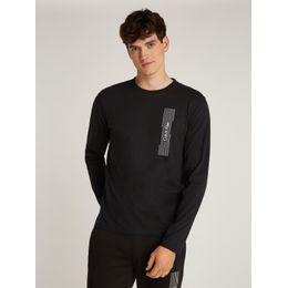 Langarmshirt Calvin Klein "HORIZONTAL LOGO LS T-SHIRT" Gr. XXL, schwarz (ck schwarz), Herren, Single Jersey, Obermaterial: 100% Baumwolle, unifarben, Shirts, mit Logoprägung