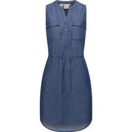 Shirtkleid Ragwear "Roisin Denim" Gr. XXL (44), Normalgrößen, blau (jeansblau) Damen Kleider stylisches Sommerkleid mit Bindeband