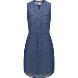 Shirtkleid Ragwear "Roisin Denim" Gr. L (40), Normalgrößen, blau (jeansblau) Damen Kleider stylisches Sommerkleid mit Bindeband