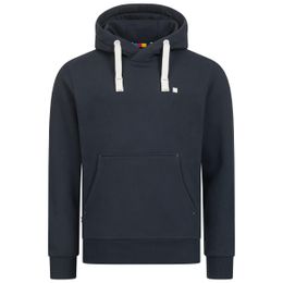 Kapuzensweatshirt DEPROC Active "LinusCMYK II MEN" Gr. L (52), blau (navy) Herren Sweatshirts weiche Fleecejacke mit Kängurutasche