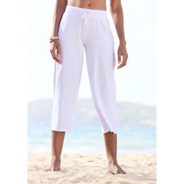 Beach Time 7/8-Strandhose BEACHTIME Gr. 48/50, N-Gr, weiß, Damen, Jersey, Obermaterial: 95% Baumwolle, 5% Elasthan, Hosen, aus weichem Jersey, Wide-Leg, Jogginghose, Relaxhose