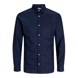 Jack & Jones Langarmhemd JACK & JONES "JJJOE STRUCTURE SHIRT LS AW24" Gr. S, N-Gr, blau (navy blazer) Herren Hemden