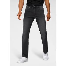 Straight-Jeans John Devin Gr. 36, Länge 34, schwarz (schwarz, used), Herren, Denim/Jeans, Obermaterial: 84% Baumwolle, 14% Polyester, 2% Elasthan, Jeans, gerade Passform, gerade Beinform, mit Used-Waschung