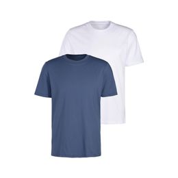 T-Shirt Kangaroos Gr. S (44/46), blau (blau, weiß), Herren, Jersey, Obermaterial: 100% Baumwolle, unifarben, Shirts, Freizeitshirt mit Kurzarm, Rundhals aus reine Baumwolle