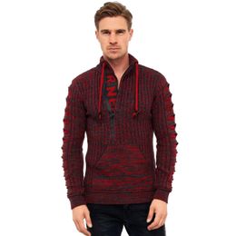 Strickpullover Rusty Neal, Herren, Gr. 4XL, bunt (rot, anthrazit), 75% Polyacryl, 25% Baumwolle, unifarben, casual, normal, ohne Ausschnitt, Pullover, mit stylischem Ausschnitt