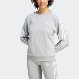 Sweatshirt adidas Sportswear "ESSENTIALS 3-STREIFEN" Gr. L, grau (medium grey heather, white) Damen Sweatshirts