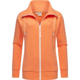 Sweatjacke Ragwear "Shocky", Damen, Gr. XXL (44), orange (pfirsich), Obermaterial: 70% Baumwolle, 30% Polyester; Innenfutter: 70% Baumwolle, 30% Polyester, lässig geschnitten hüftlang, hoch geschlossener Ausschnitt, eng Rippbündchen, Sweatjacken, sportliche Damen Zip-Hoodie mit Kordeln