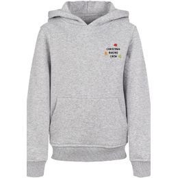 Kapuzenpullover F4NT4STIC "Christmas Baking Crew" Gr. 122/128, grau (erdgrau), Mädchen, Obermaterial: 65% Baumwolle, 35% Polyester, Pullover Hoodie, Premium Qualität, Rock-Musik, Band