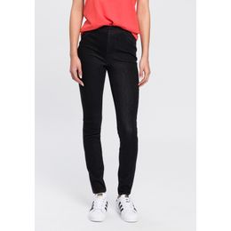 Jogg Pants Arizona "High Waist" Gr. 34, N-Gr, schwarz, Damen, Jersey, Obermaterial: 62% Baumwolle, 28% Polyester, 10% Elasthan, Jeans, extra-eng geschnitten, knöchellange Beinform, hoher Bund