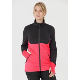 Sweatjacke WHISTLER "Cloudmont", Damen, Gr. 36, schwarz (schwarz, pink), 91% Polyester, 9% Elasthan, unifarben, normal, ohne Ausschnitt, Sweatjacken Sweatjacke, in atmungsaktiver Stretch-Qualit&auml;t