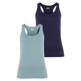 Tanktop FAYN SPORTS "Essential Racerback", Damen, Gr. 34, blau (navy, eisblau), Jersey, Obermaterial: 92% Polyester, 8% Elasthan. Einsatz: 95% Polyester, 5% Elasthan, sportlich, Tops