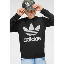 Sweatshirt adidas originals "TREFOIL CREW" Gr. 176, schwarz-weiß (schwarz, weiß), Kinder, Obermaterial: 70% Baumwolle, 30% Polyester, Sweatshirts, Unisex