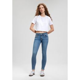 Röhrenjeans Mavi "LEXY" Gr. 27, Länge 27, blau (dark shaded str) Damen Jeans Cropped Super Skinny