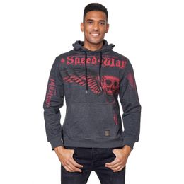 Kapuzensweatshirt Rusty Neal "Rusty Neal Sweater" Gr. L, bunt (anthrazit-rot) Herren Sweatshirts mit trendigen Prints