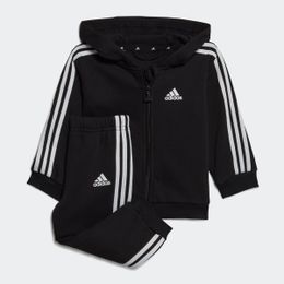 Trainingsanzug adidas Sportswear "ESSENTIALS FULLZIP HOODED JOGGINGANZUG" Gr. 74, schwarz-weiß (black, white) Kinder Sportanzüge