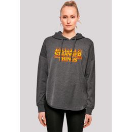 Kapuzenpullover F4NT4STIC "Stranger Things Fire Logo Women Netflix TV Series" Gr. L, grau (charcoal) Damen Pullover Premium Qualität