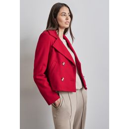 Kurzjacke Street One, Damen, Gr. 38, rot (autumn rot), Stoff, 90% Polyester, 10% Viskose, unifarben, casual, normal kurz, V-Ausschnitt, Langarm Bündchen, Jacken, mit Reverskragen