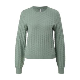 Rundhalspullover QS Gr. L, grün (sage green) Damen Pullover mit Strukturmuster