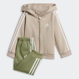 Trainingsanzug adidas Sportswear "ESSENTIALS FULLZIP HOODED JOGGINGANZUG" Gr. 92, beige (wonder beige, white) Kinder Sportanzüge