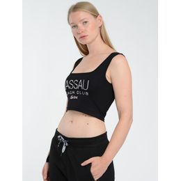 Crop-Top NASSAU BEACH "NB22002" Gr. L, schwarz Damen Tops