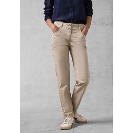 Röhrenhose Cecil Gr. 27, Länge 28, beige (light hazel beige), Damen, Web, 96% Baumwolle, 4% Elasthan, unifarben, Hosen, 4-Pocket Style