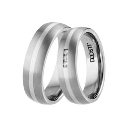 Trauring DOOSTI "Schmuck Geschenk Silber 925 Ehering Partnerring LIEBE" Fingerringe Gr. 52, ohne Zirkonia, Titan-Silber 925 (Sterlingsilber), 6mm, silberfarben (titanfarben, silberfarben) Made in Germany - wahlweise mit oder ohne Zirkonia