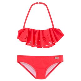 Bandeau-Bikini Buffalo Gr. 146/152, N-Gr, rot (hummer) Kinder Bikini-Sets mit modischem Volant