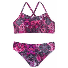 Bustier-Bikini Buffalo "Shari Kids" Gr. 158/164, N-Gr, lila (aubergine, bedruckt), Kinder, Polyamid, Paisleymuster, Bikini-Sets, mit verspieltem Print