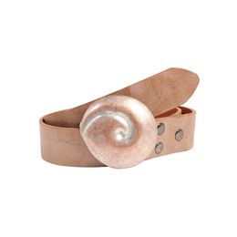 Ledergürtel RETTUNGSRING BY SHOWROOM 019 Gr. 100, beige (natur) Damen Gürtel mit austauschbarer Schließe »Muschel Rund Rosé«