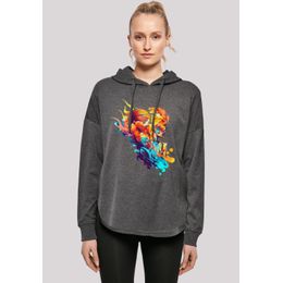 Kapuzenpullover F4NT4STIC "Basketball Sport Player OVERSIZE HOODIE" Gr. L, grau (charcoal) Damen Pullover Print