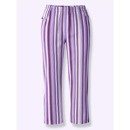 Caprihose Classic Basics Gr. 44, Normalgrößen, lila (beere-gestreift) Damen Hosen