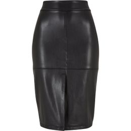 Sommerrock Urban Classics "Urban Classics Damen Ladies Synthetic Leather Pencil Skirt" Gr. 3XL, schwarz, Damen, 93% Polyester, 7% Elasthan, unifarben, Röcke