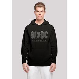 Kapuzenpullover F4NT4STIC "ACDC Back in Black Rock Music Band" Gr. M, schwarz, Herren, Obermaterial: 50% Baumwolle, 50% Polyester, Pullover, Print