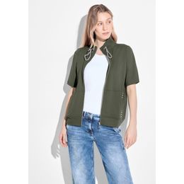 Sweatjacke Cecil Gr. XL (44), grün (cool khaki) Damen Sweatjacken mit Stehkragen