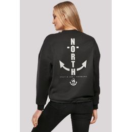 Sweatshirt F4NT4STIC "North Anchor Knut & Jan Hamburg", Damen, Gr. L, schwarz, Obermaterial: 65% Baumwolle, 35% Polyester, oversize, Rundhals, ohne B&uuml;ndchen, Sweatshirts Sweatshirt, Print