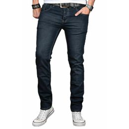 Slim-fit-Jeans Alessandro Salvarini "ASLuca", Herren, Gr. W38L34, L&auml;nge 34, blau (as047), Denim/Jeans, Obermaterial: 98% Baumwolle, 2% Elasthan, Destroyed-Effekte, leichte Abriebeffekte, slim fit, Jeans Slim-fit-Jeans, Stretch mit Elasthan