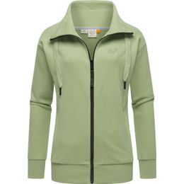 Sweatjacke Ragwear "Shocky", Damen, Gr. 4XL (48), grau (graugrün), Obermaterial: 70% Baumwolle, 30% Polyester; Innenfutter: 70% Baumwolle, 30% Polyester, lässig geschnitten hüftlang, hoch geschlossener Ausschnitt, eng Rippbündchen, Sweatjacken, sportliche Damen Zip-Hoodie mit Kordeln