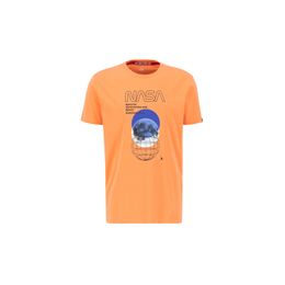 T-Shirt Alpha Industries "Alpha Industries Men - T-Shirts NASA Orbit T" Gr. L, orange (tangerine), Herren, Shell Fabric: 100% Cotton, Shirts