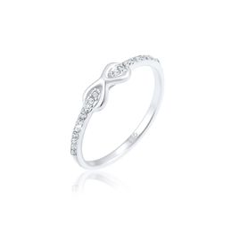 Fingerring Elli "Infinity Kristalle Edel Cute 925 Silber" Fingerringe Gr. 52mm, mit Steinen, Silber 925 (Sterlingsilber), 2mm, silberfarben (silber, weiß) Damen