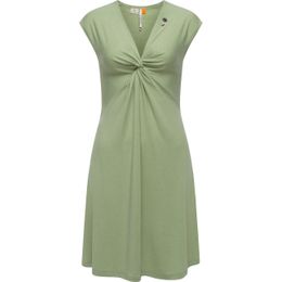 Jerseykleid Ragwear "Comfrey Solid", Damen, Gr. L (40), Normalgrößen, grün (hellgrün), Material: 48% Viskose, 47% Polyester, 5% Elasthan, feminin, figurumspielend knieumspielend, tiefer V-Ausschnitt, Kurzarm weit normaler Saum, Kleider, stylisches Sommerkleid mit tiefem V-Ausschnitt