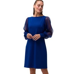 Jerseykleid Zero "Zero mit transparenten Ärmeln" Gr. 34, Normalgrößen, blau (sodalite blue) Damen Kleider