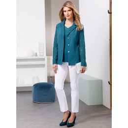 Jackenblazer Classic Basics "Blazer" Gr. 44, blau (topas), Damen, 76% Polyester, 20% Viskose, 4% Elasthan, Blazer