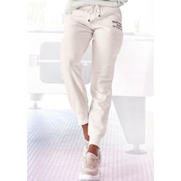 Jogginghose Buffalo, Damen, Gr. 32/34, N-Gr, weiß, angeraute Sweatware, Obermaterial: 60% Baumwolle, 40% Polyester, unifarben, casual, bequem lang, Hosen, mit seitlichen Eingrifftaschen, Loungeanzug