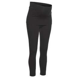 Umstandsleggings Neun Monate "Hose mit extrabreitem Umschlag, 2in1 Optik", Damen, Gr. 36/38, N-Gr, schwarz, Jersey, Obermaterial: 95% Baumwolle, 5% Elasthan, unifarben, Basic, eng lang, Hosen, Für Schwangerschaft und Stillzeit