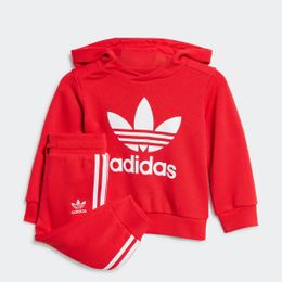 Trainingsanzug adidas originals "HOODIE SET" Gr. 92, rot (better scarlet) Kinder Sportanzüge